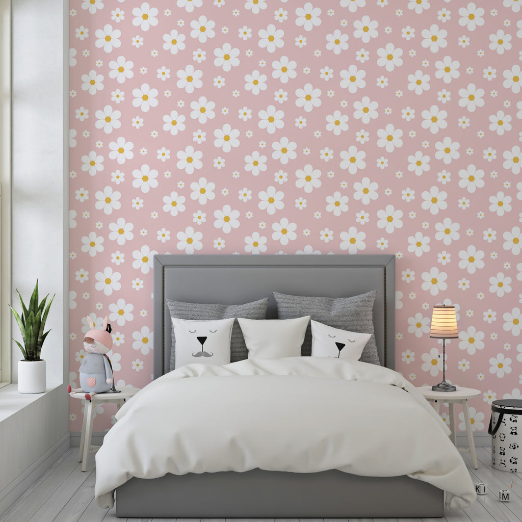 Dusky Bloom Pink Daisy Wallpaper - Removable | Applied Coverings